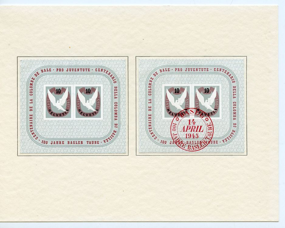 Zst W 23 Basler-Taube-Block mit Falz/gestempelt (Gebraucht) in Steffisburg für CHF 3.5 – mit ...