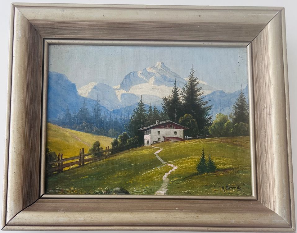 Alte Landschaft Gemälde Signiert von H. Bernd Auf Leinwand | Kaufen auf Ricardo