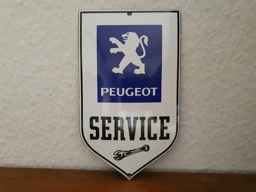 Emailschild Peugeot Service Logo Werkstatt Emaille Schild (Neu (gemäss ...