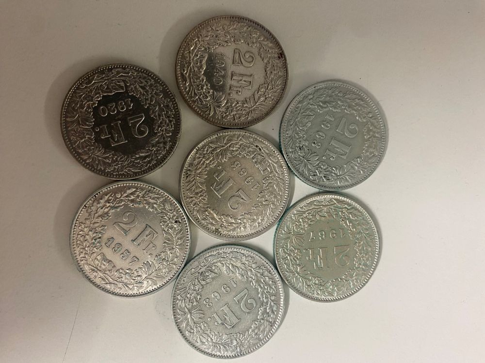 7 Stk 2.- div.Jahre Silber (7) (Gebraucht) in Ballwil für CHF 32 – mit Lieferung auf Ricardo kaufen