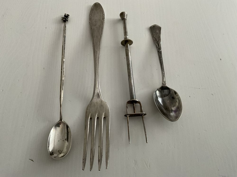 Antikes Silberbesteck 800er Set 4-teilig Gabel Löffel (Gebraucht) in Abtwil SG für CHF 23 – mit ...