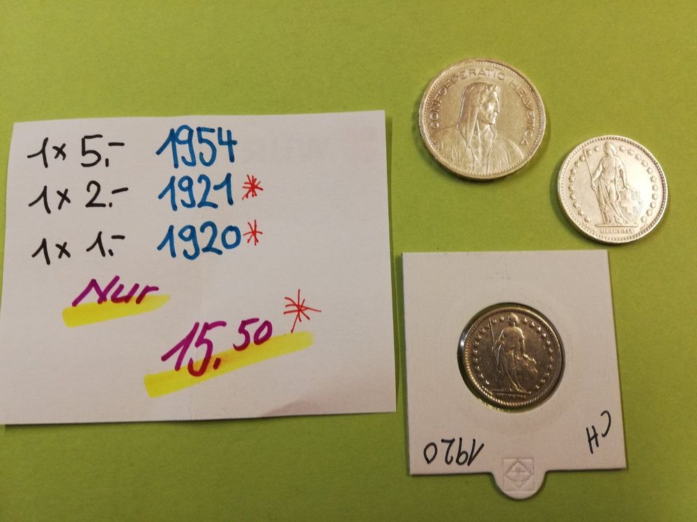 Schweizer Silbermünzen 5Fr/2Fr/1Fr (Gebraucht) in Engi für CHF 17.5 – mit Lieferung auf Ricardo ...