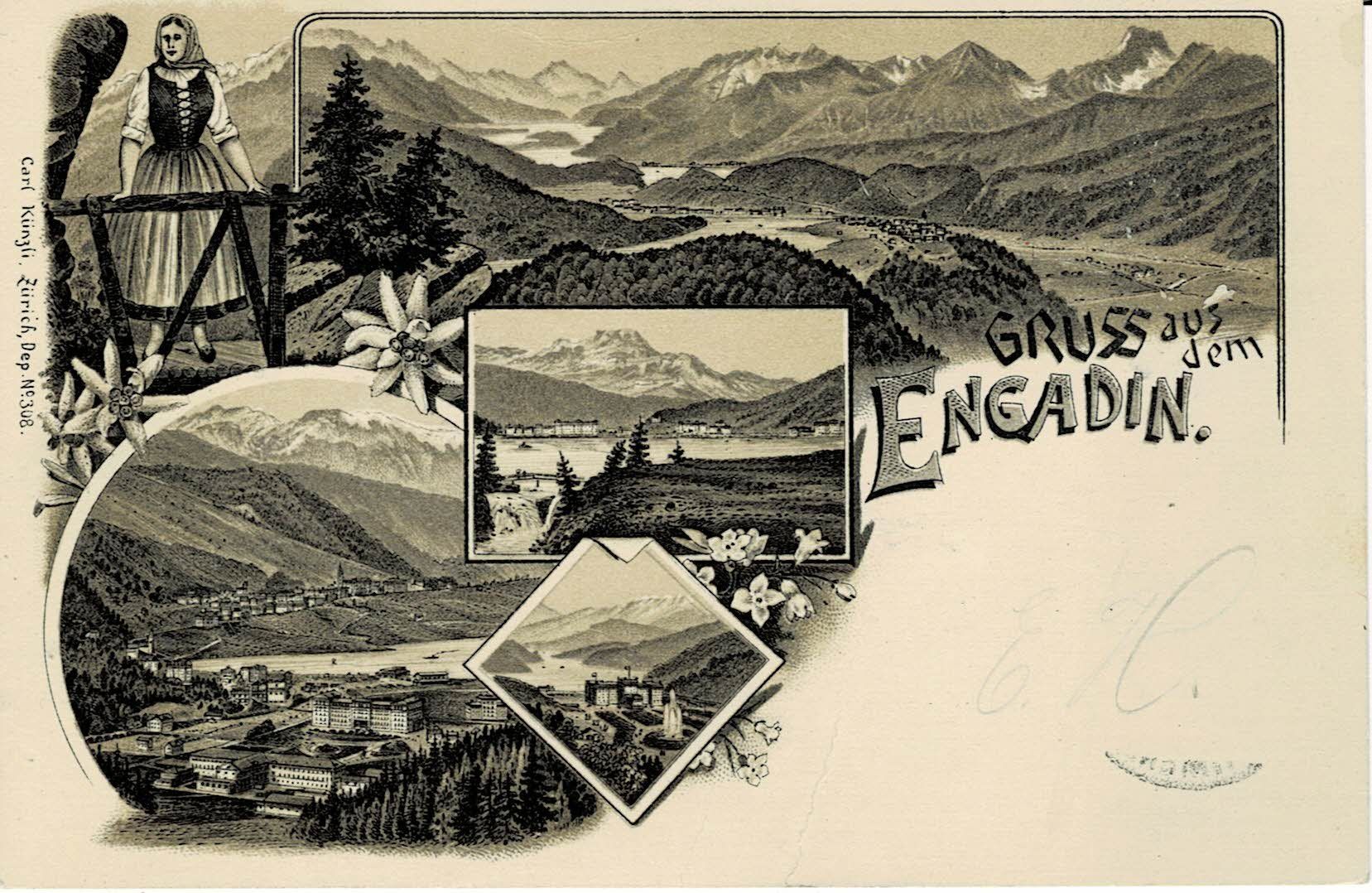 Gruss aus dem ENGADIN GR sehr schöne Litho gel. 1899! (Gebraucht) in ...
