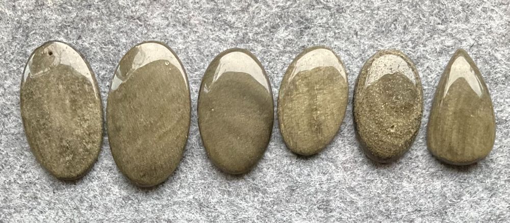 Gold Obsidian Set à 6 Stk., 1x gebohrt, ohne Rillen | Kaufen auf Ricardo