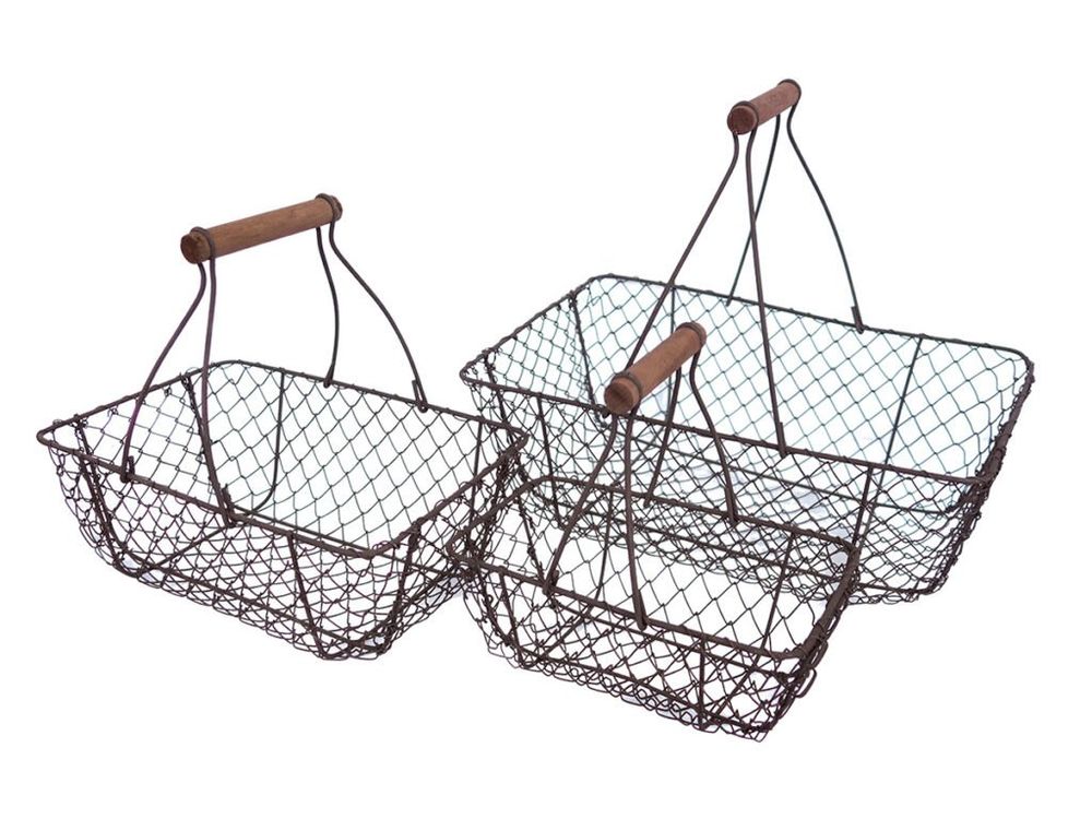 Drahtkorb Erntekorb 3er Set Metall eckig 20- 33cm Länge (Neu und ...