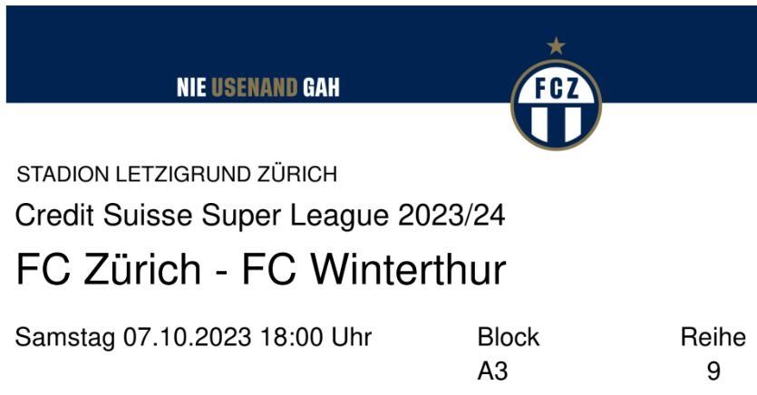 2 Tickets FCZ - FC Winterthur, 7.10.2023, Sektor A | Kaufen auf Ricardo