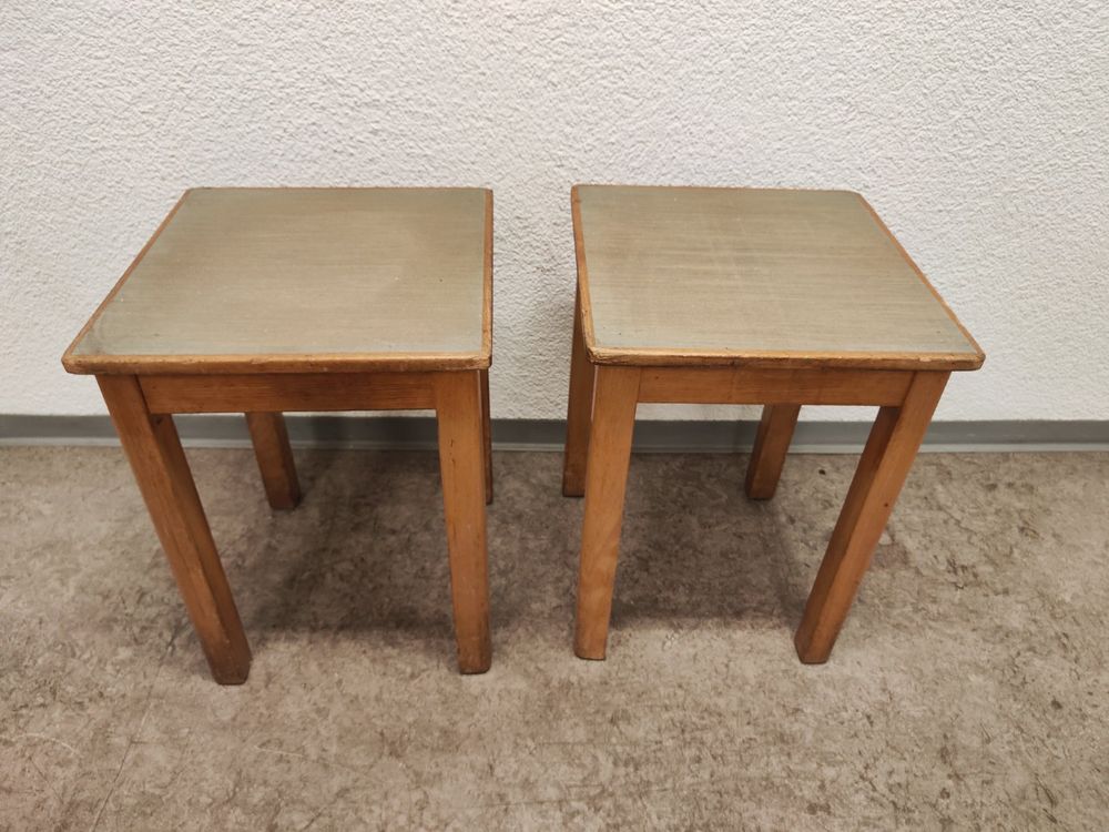 2x Vintage Schemmel Hocker Holz Mid Century 35x50x35cm | Kaufen auf Ricardo