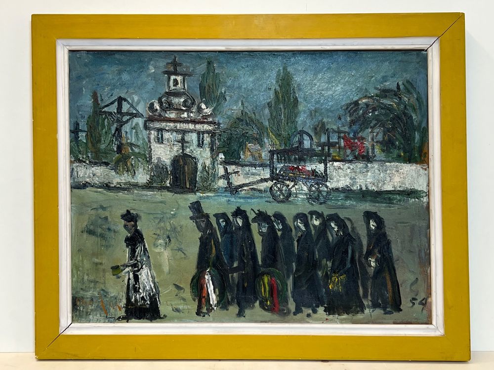 Leopold Häfliger Gemälde grosser Trauerzug Frühwerk | Acheter sur Ricardo