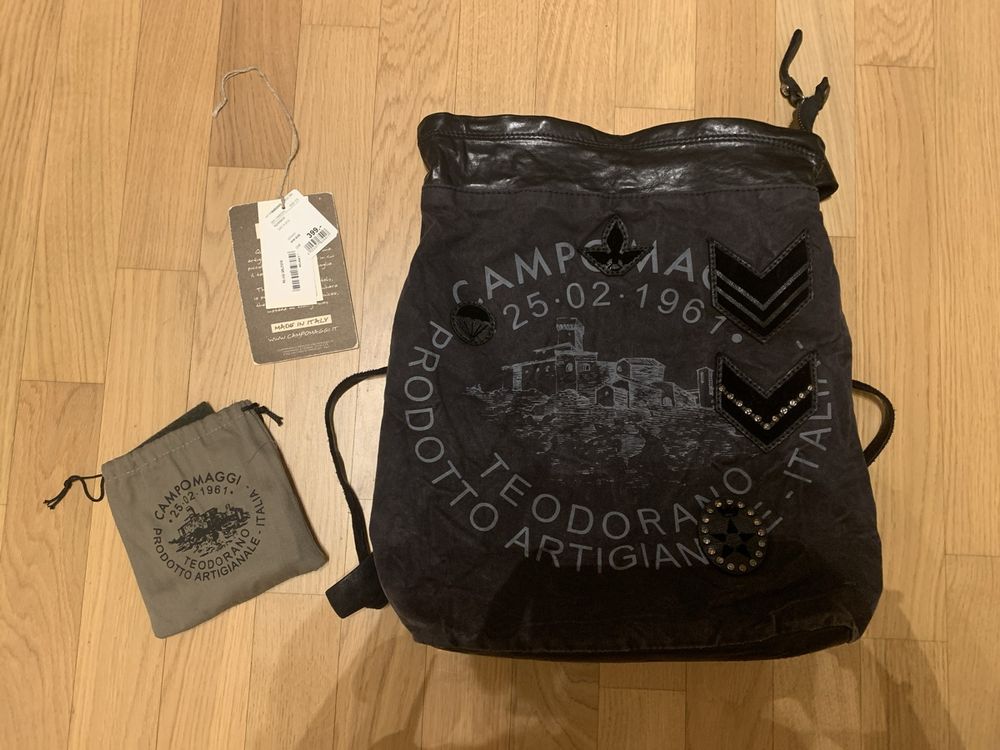 Campomaggi Rucksack Leder schwarz Beutel Vintage Look Tasche (Neu ...