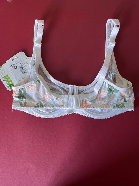 DIM, Bügel-BH GENEROUS Coton Bio, Grösse 75C, Weiss/Blätter (Neu und originalverpackt) in ...