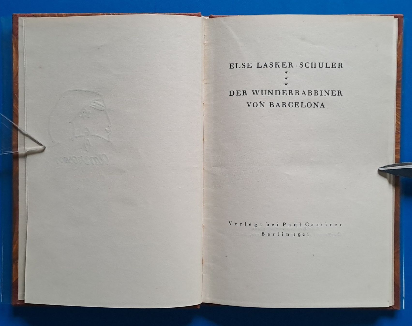 Else Lasker-Schüler: Der Wunderrabbiner von Barcelona EA1921 (Gebraucht ...
