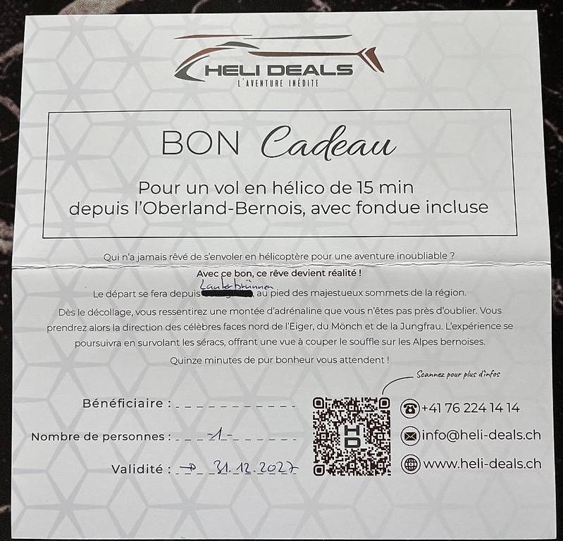 Bon cadeau pour un vol en hélicoptère et fondue (Neu (gemäss ...