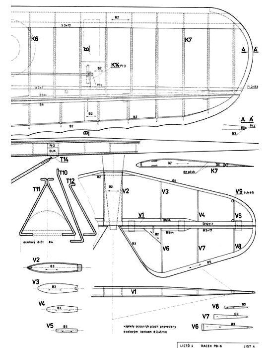 Quality Bauplan / Plan RC Semi Scale model "PB-6 RACEK" (Neu (gemäss ...