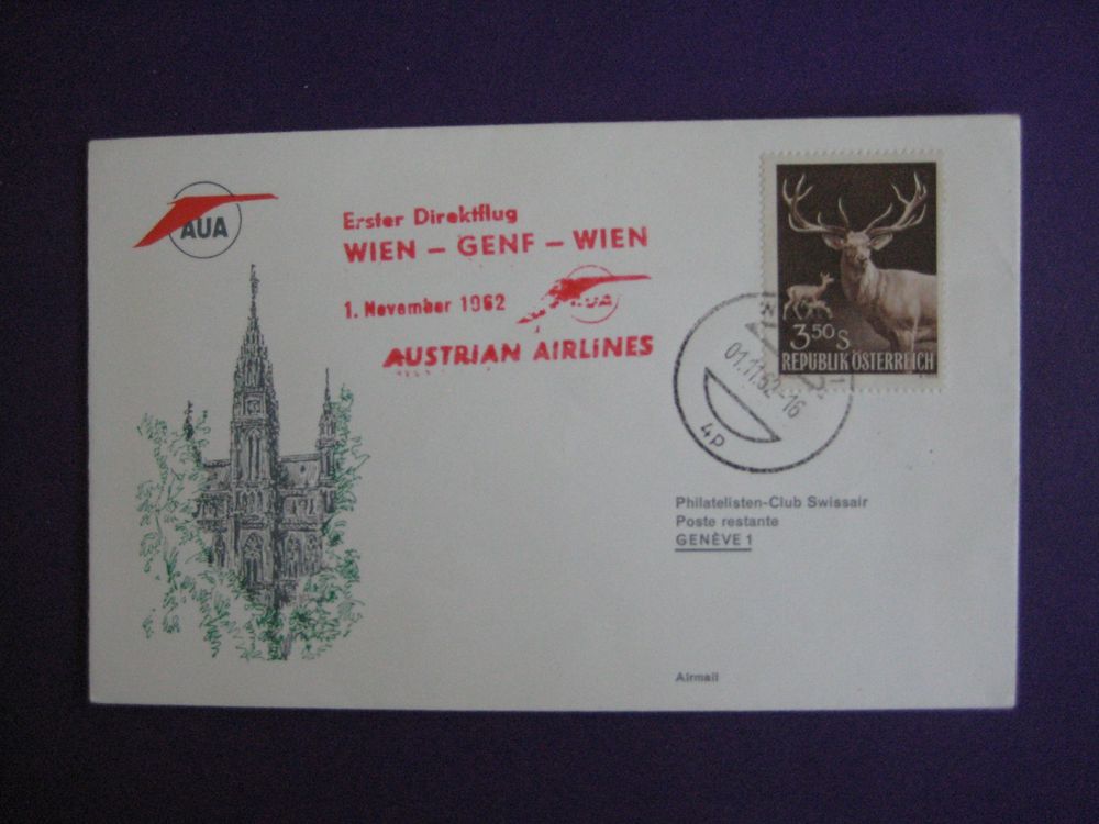 alter Flugbrief WIEN-Genf-WIEN von 1962 | Kaufen auf Ricardo