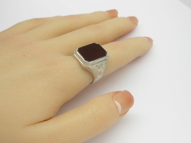 Antik Ring Siegelring Silber 835 floral ziseliert Karneol | Kaufen auf ...