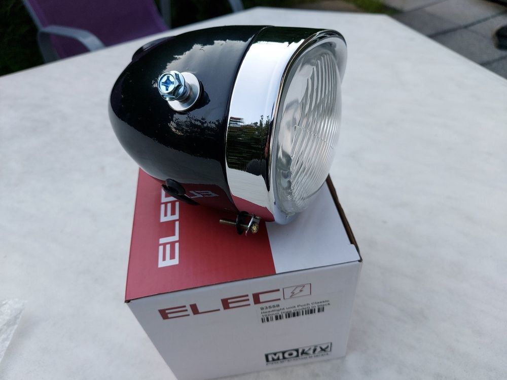 Sachs/Puch etc. Eierlampe Ø 103mm schwarz. seitliche Bef. | Kaufen auf Ricardo