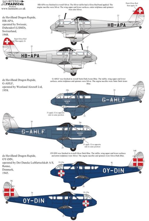 Decals zu de Havilland DH.89 Dominie/Rapide 1/72 (Neu und ...