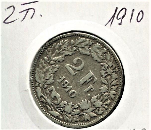 2 Franken Silbermünze 1910 B (Gebraucht) in Bachenbülach für CHF 5 – mit Lieferung auf Ricardo ...