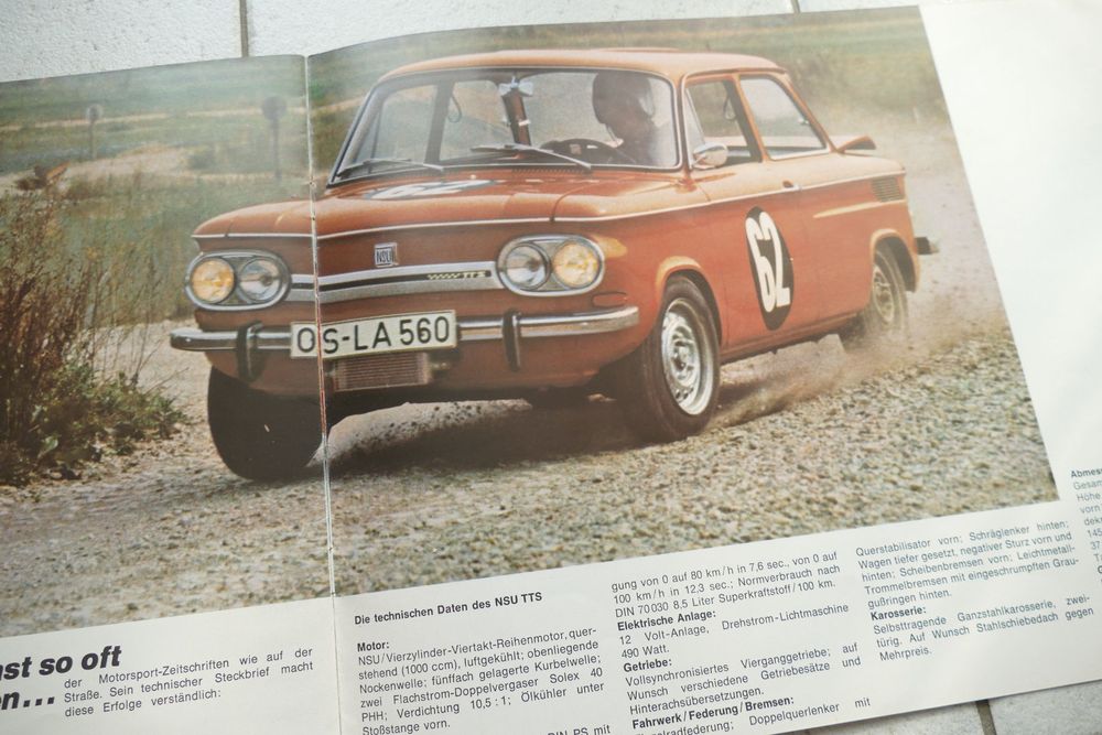 Fotosammlung, NSU 1000, 1200, TT, Prospekt NSU TT, Rarität! (Gebraucht ...