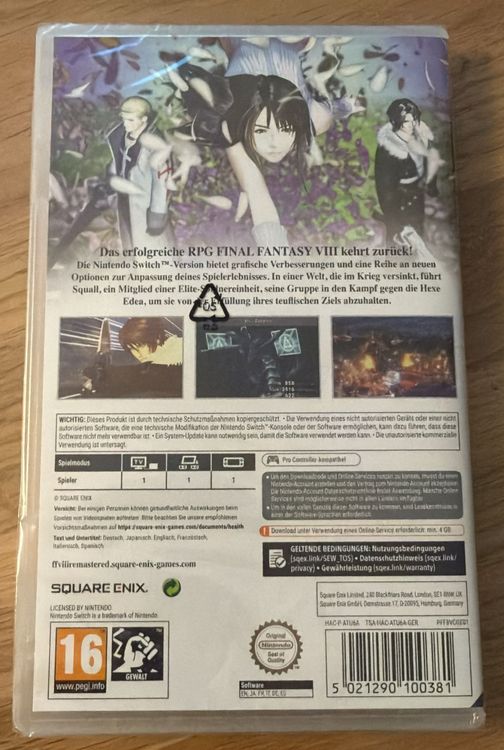 NINTENDO SWITCH FINAL FANTASY VIII REMASTERED (Neu und originalverpackt ...