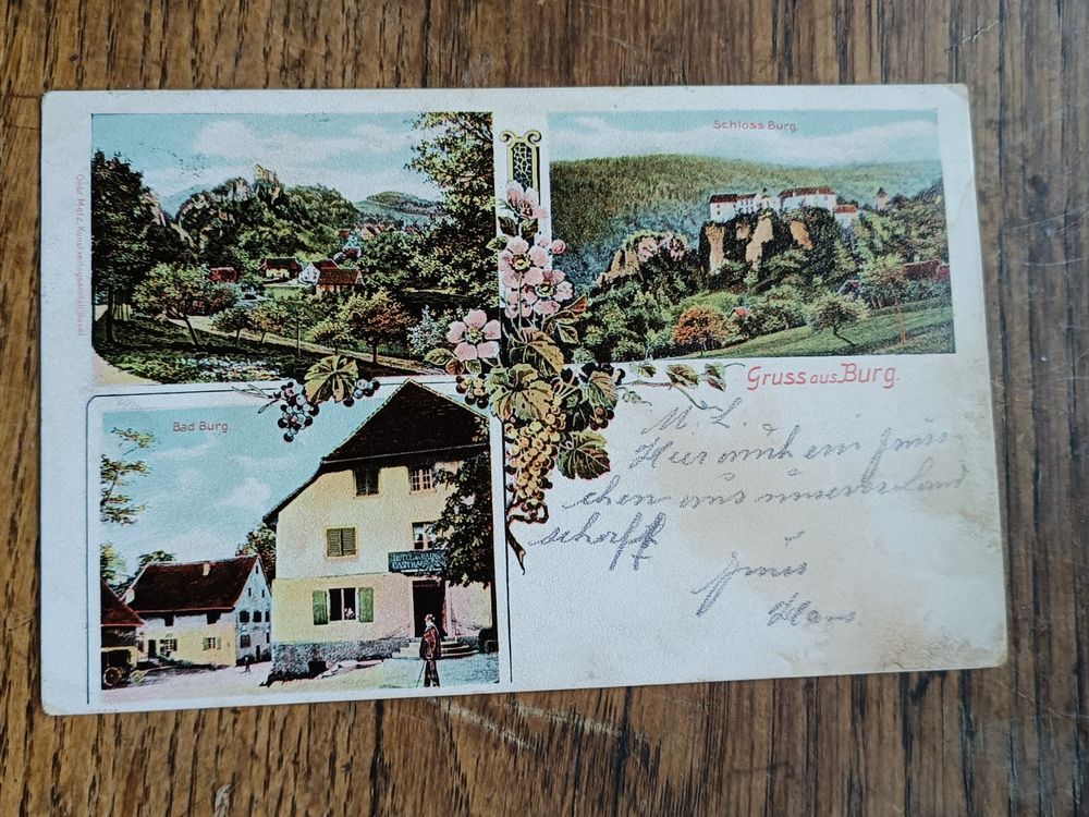 Alte PK / Gruss aus Burg - Bad Burg / gelaufen ca. 1905 (Gebraucht) in Brugg AG für CHF 17 – mit ...