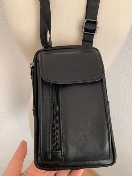 Neu Leder Umhängetasche Handy schwarz 20 x 12 cm (Neu (gemäss ...