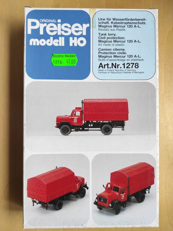LKW für Wasserförderbereitschaft, Magirus Mercur, Preiser H0 (Neu und ...