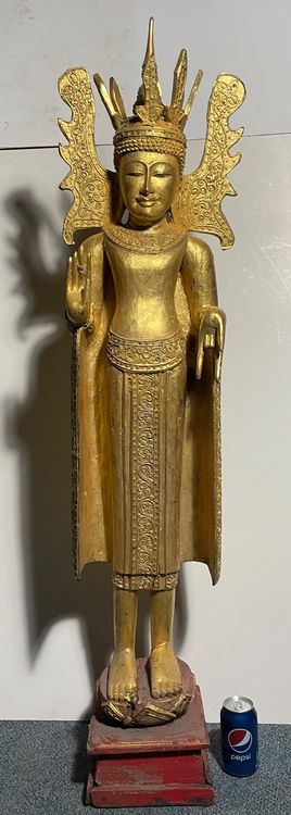 Burma, Lebensgrosser Alter Holz Buddha mit Grandioser Verg. (Gebraucht ...