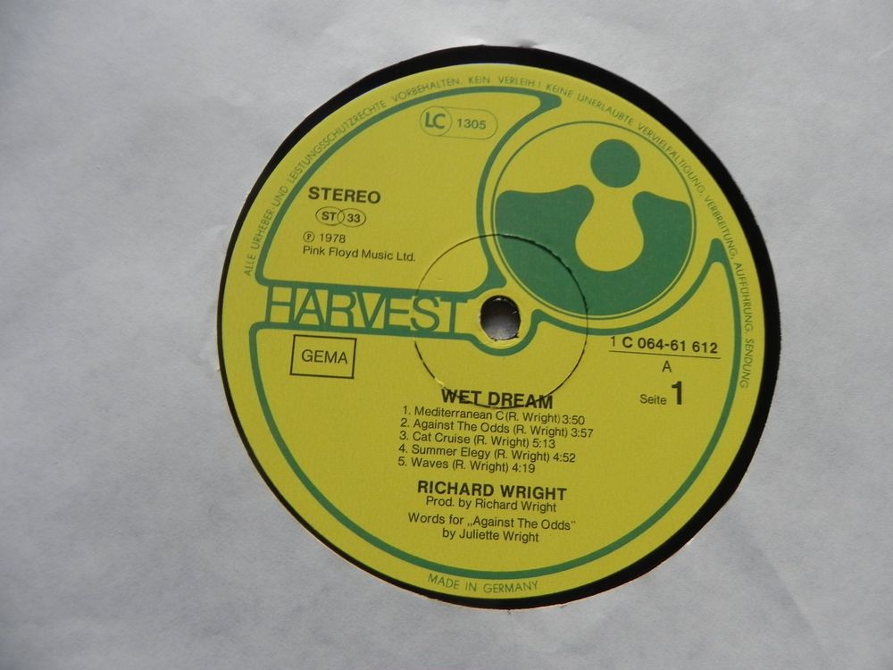 LP Engl. Rock Soloalbum Rick Wright Keyboard Pink Floyd 1978 (Gebraucht ...