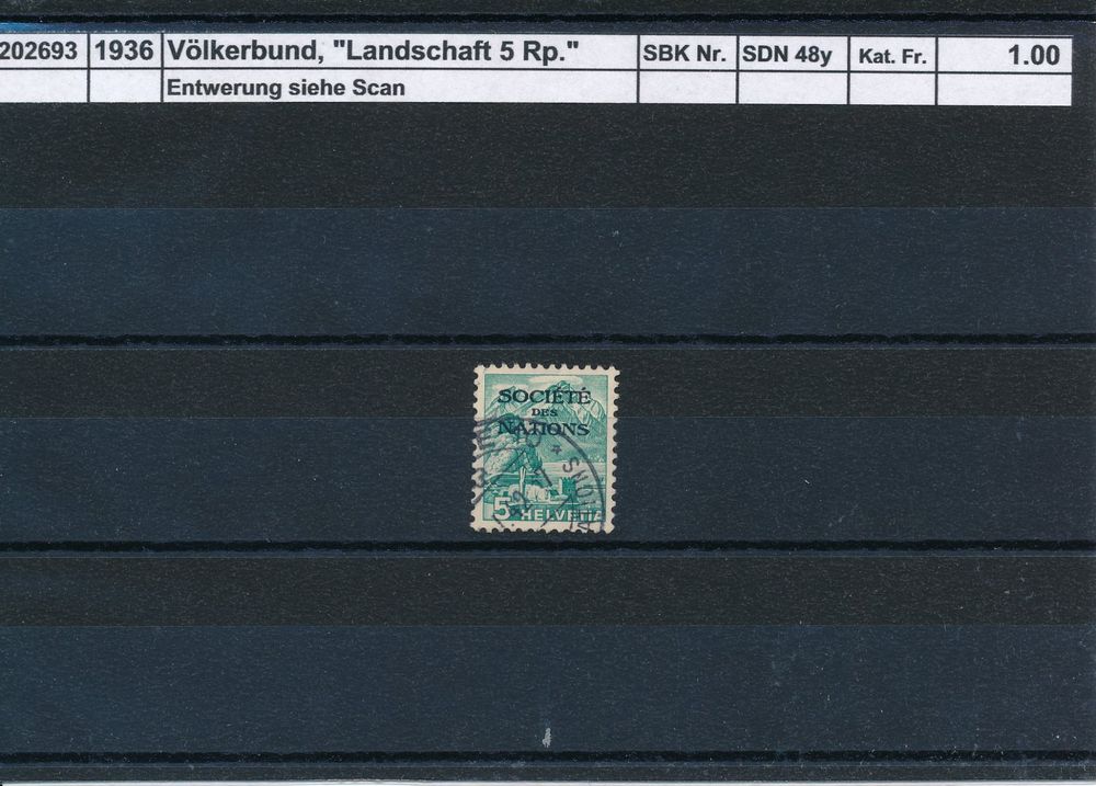 1936 Völkerbund, "Landschaft - 5 Rp." | Kaufen auf Ricardo