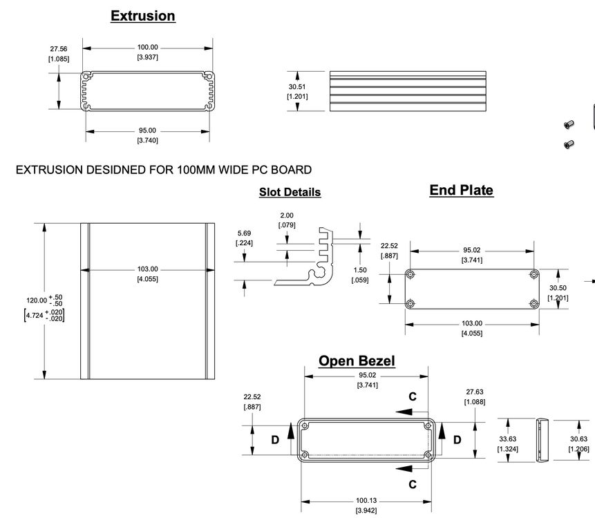 Profilgehäuse 120 x 103 x 30.5mm Aluminium 1455L.1201Hammond (Neu und ...