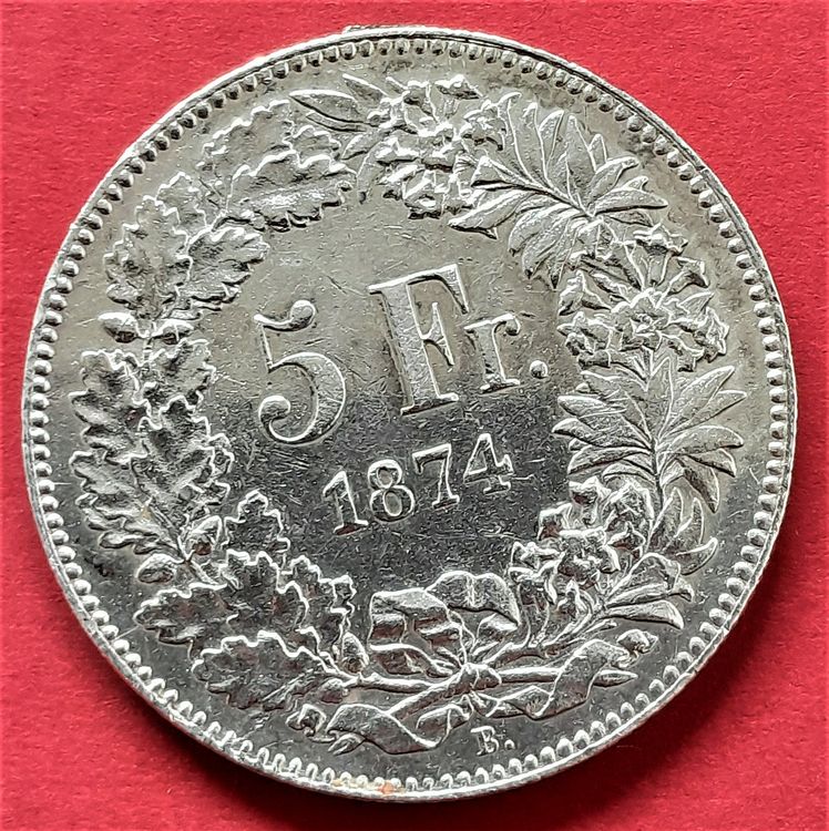 5 Franken 1874 Abart 330° verdreht (Gebraucht) in rodels für CHF 176 – mit Lieferung auf Ricardo ...
