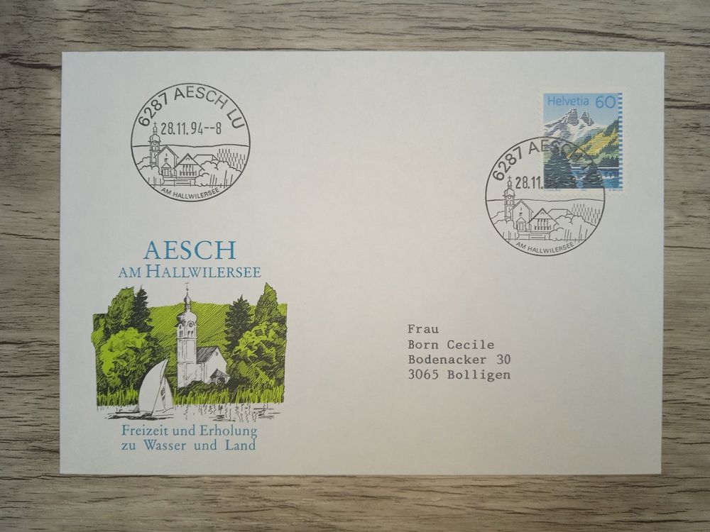 TR37 Enveloppe + Timbre Suisse 1994 (Gebraucht) in Cousset für CHF 0.6 – mit Lieferung auf ...