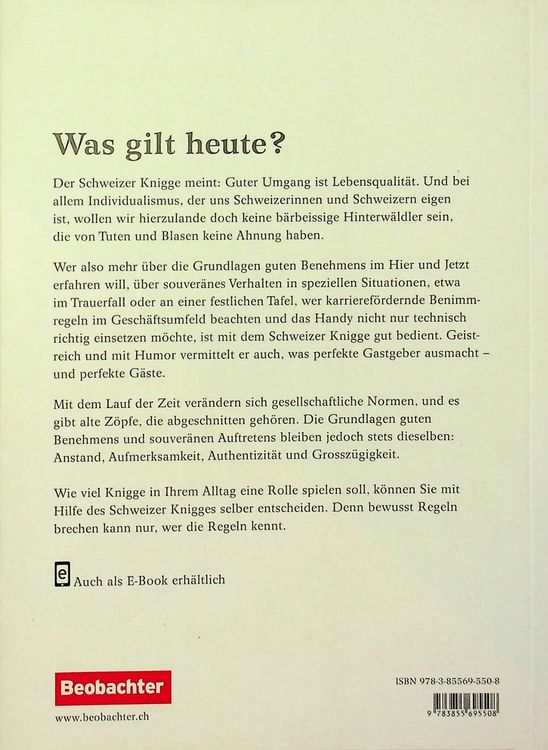 Christoph Stokar Der Schweizer Knigge Was gilt heute ? (Gebraucht) in ...