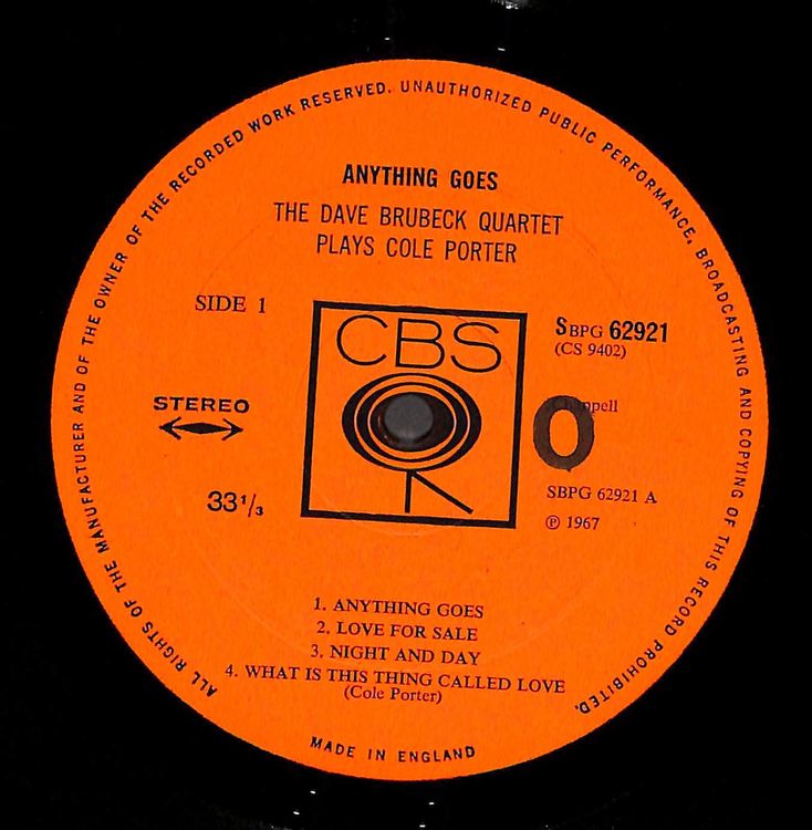 Anything Goes! The Dave Brudbeck Quartet plays Cole Porter (Neu (gemäss ...