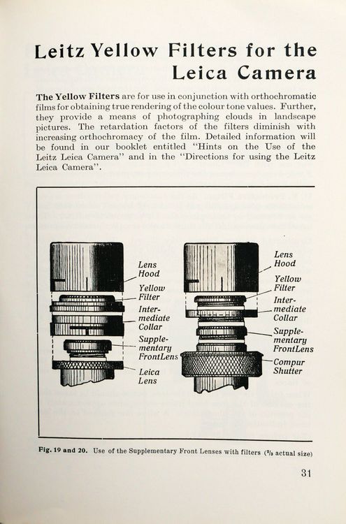 Leica, 2 Vorsatzlinsen, Gelbfilter, FIRGI, für Summar 2cm (Gebraucht ...