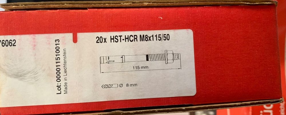 20x Rostfreie Hilti HST-HCR M8x115/50 Bolzenanker (Neu und ...