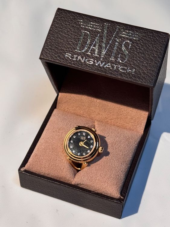 DAVIS Ringwatch, Schwarz-Gold, neuwertig! (Neu (gemäss Beschreibung ...