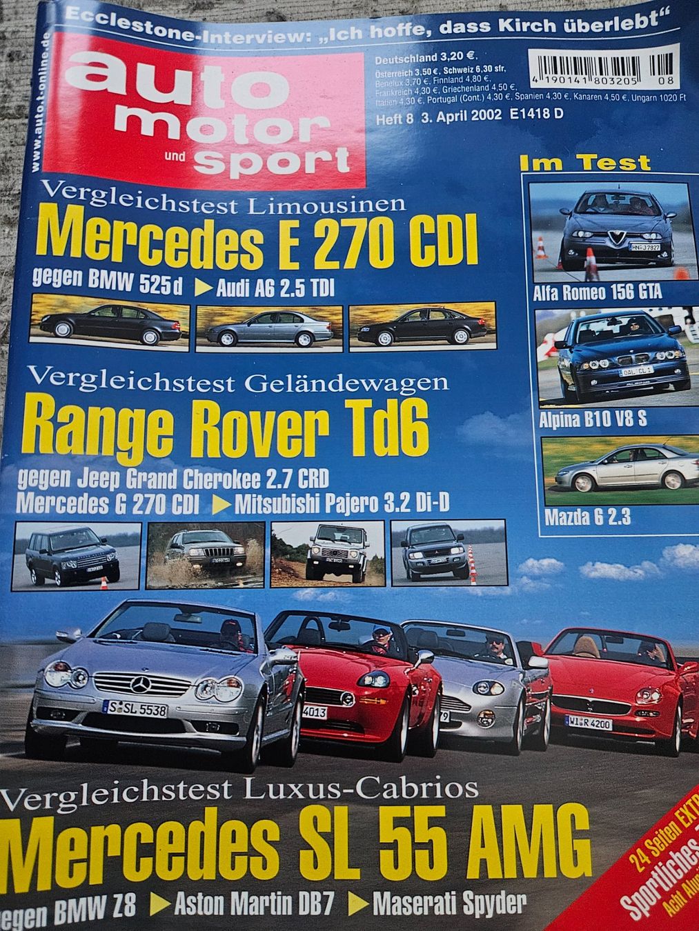 AMS 8/02 AMG SL 55 BMW Z8 Alpina B10 156 GTA Range Rover xx (Gebraucht ...