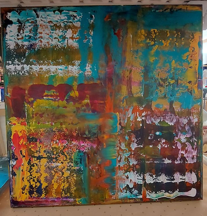 Bild, Farbenfroh, von mir selbstgemalt 40×40 (Neu (gemäss Beschreibung)) in Riehen für CHF 35 ...