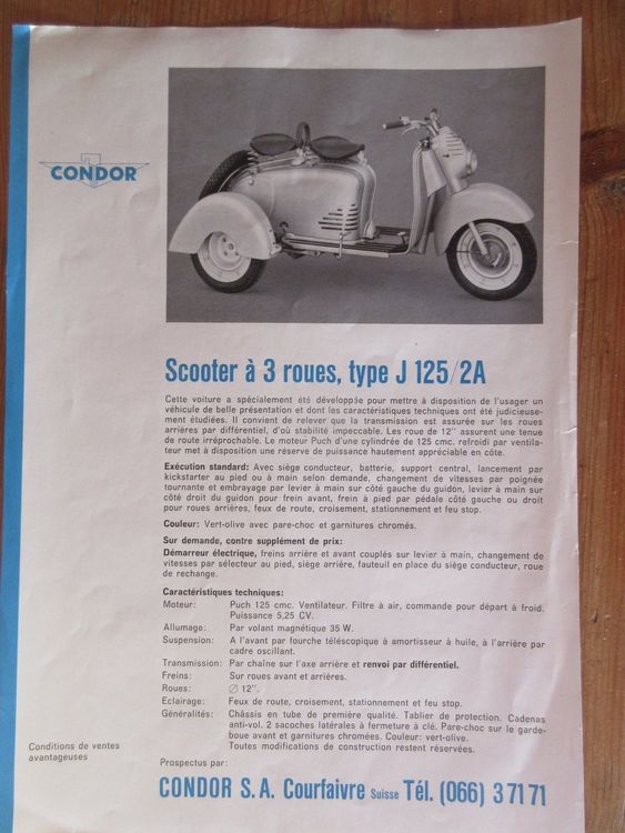 CONDOR J 125 PROSPECTUS (Gebraucht) in Epiquerez für CHF 3 – mit ...