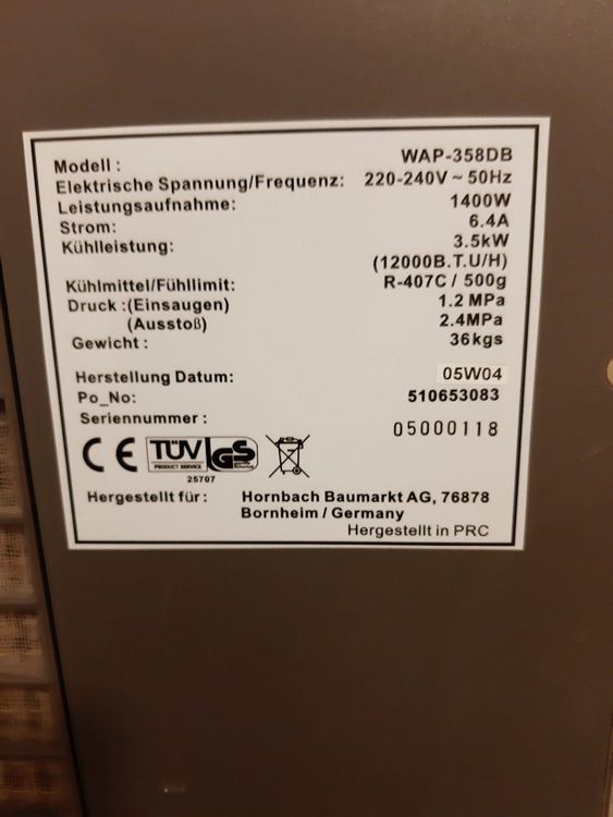 Bodner + Mann WAP358DB KLIMAANLAGE (Gebraucht) in für CHF 139 – nur ...