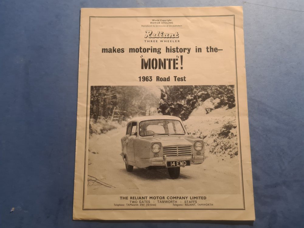 1963 RELIANT ROAD TEST OLDTIMER VINTAGE COLLECTION (Gebraucht) in ...