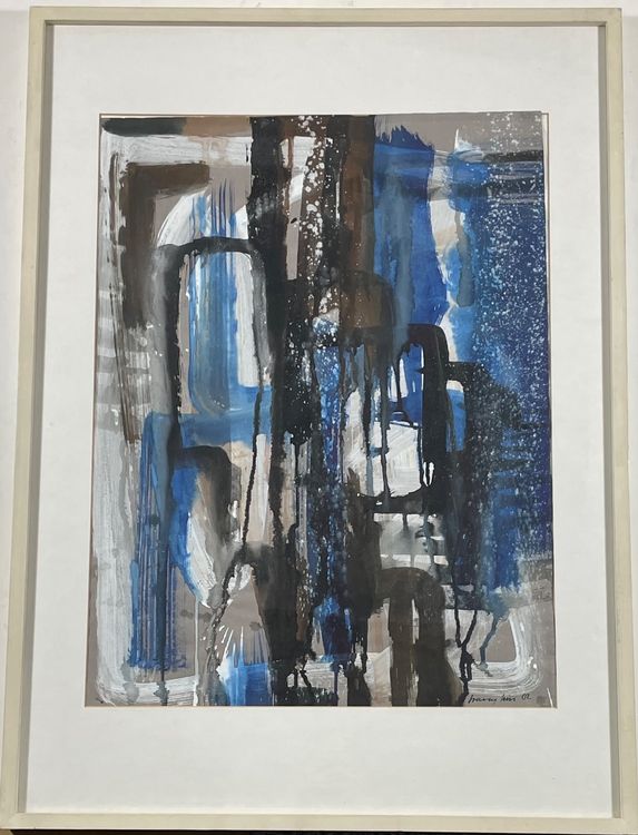 Abstrakte grosse Mischtechnik unleserlich Signiert | Kaufen auf Ricardo