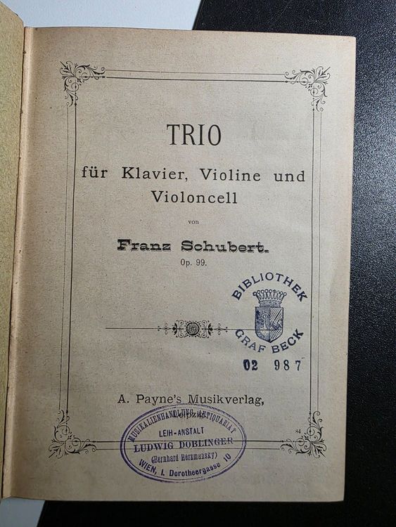 antikes Musik Buch: Franz Schubert Trio - A. Payne's (Gebraucht) in ...