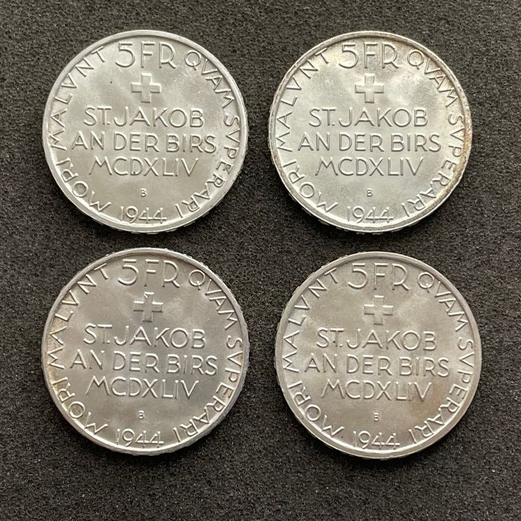 4 Stück 5 Franken Silber St. Jakob 1944 (Gebraucht) in Reitnau für CHF 61 – mit Lieferung auf ...