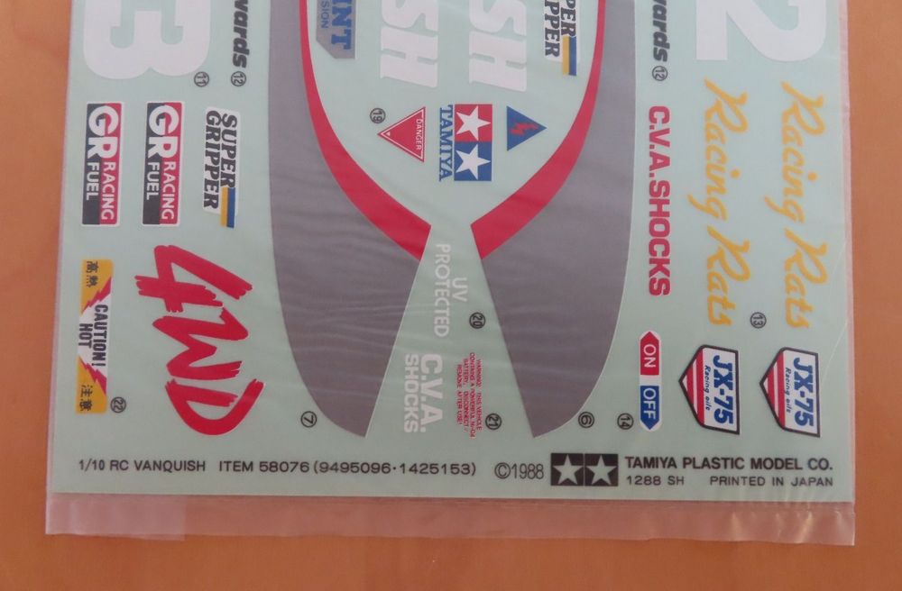 Tamiya RC Decal 58076 VANQUISH 1988 Original (Neu und originalverpackt ...