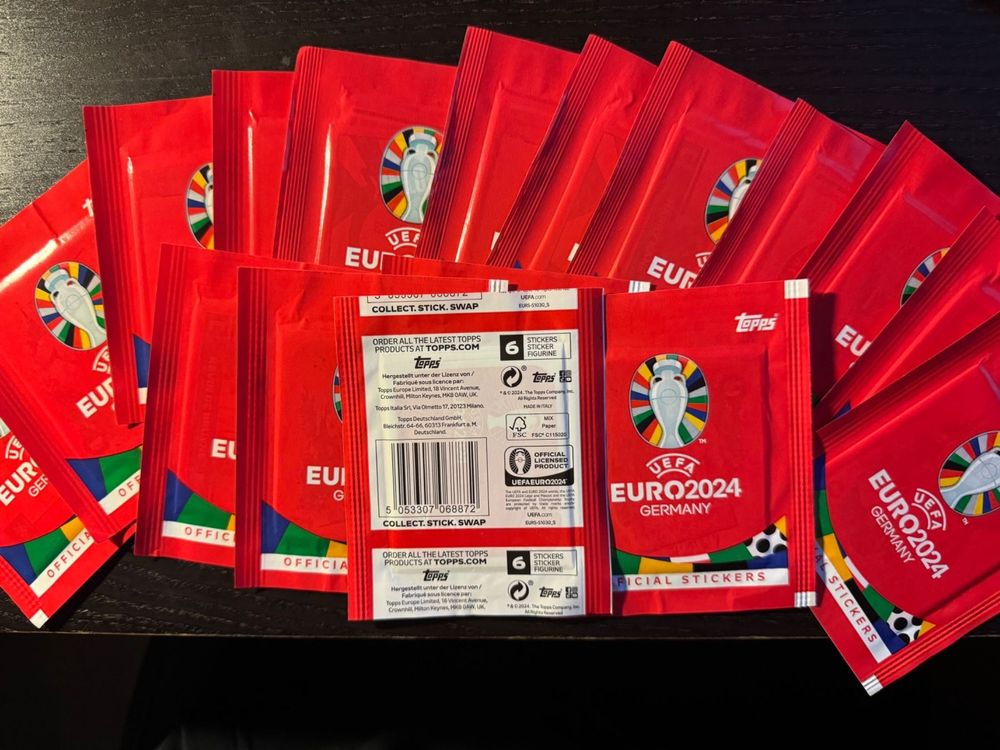 Topps Euro 2024 17x Sticker Packungen / Tüten mit 6 Sticker | Kaufen ...