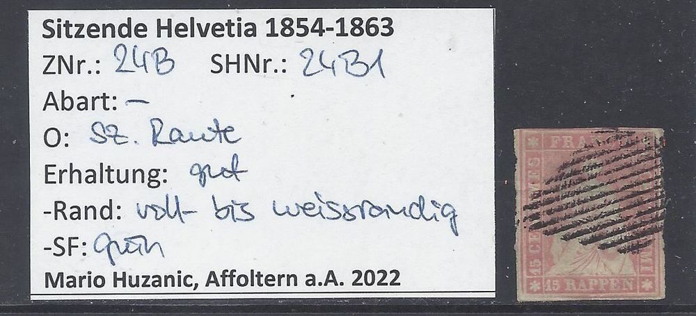 1855 : Strubel Nr. 24B - mit Befund (Gebraucht) in Gümligen für CHF 18 – mit Lieferung auf ...