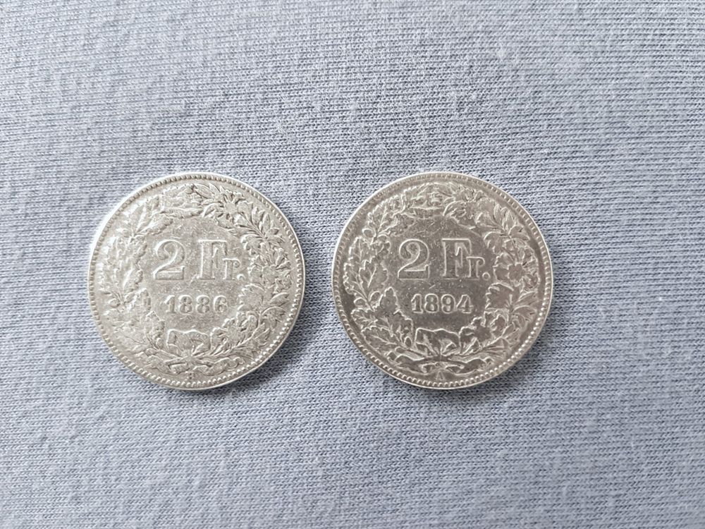 2 x 2 Franken rare Silbermünzen 1886 und 1894 ab nur 1 Fr !! (Gebraucht) in Camignolo für CHF 18 ...